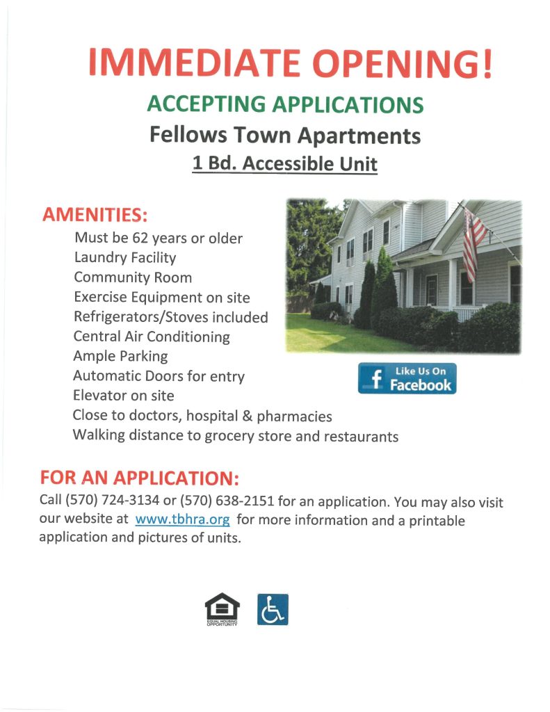 Available Immediately - Handicapped Accessible Unit at Fellows Town ...